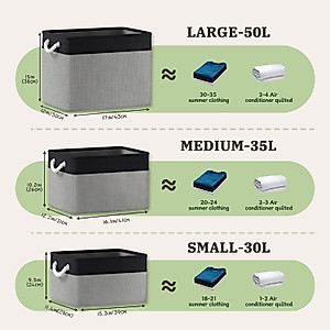 KITCSTI Fabric Storage Baskets for Shelves | Closet Storage Bins | Linen Cloth Baskets with Handle for Organizing