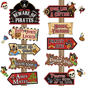 Chinco 20 Pieces Pirate Party Sign Pirate Party Supplies Skull Sign Pirate Theme Party Decorations Pirate Birthday Party Favors