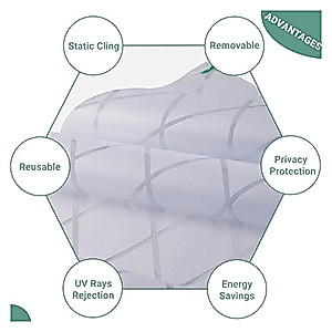 XENITE Window Privacy Film Lattice Frosted Window Film Window Privacy Film Static Cling Window Opaque Glass Sticker Non Adhesive one Way Window Film Window (Color : 75x100 Cm)