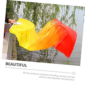 RAZZUM Kids Square Practice Women Lengthen Long Chinese Silk Praise Veil Streamer for Faux Perfomance Fans Morning Yangko Dance Simulation Supplies Flag Folding Props Veils M Decorative Fan