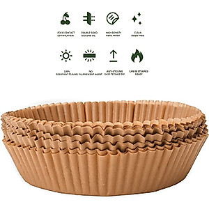 FINECE Air Fryer Liners Round, 100PCS for 2 to 5 Qt Air Fryer Disposable Paper Liner, 6.3 inch Unbleached Non-stick Oil-proof Parchment Paper