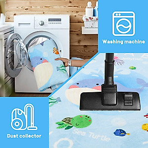 Soft Round ABC Rug for Kids Room,5.2 ft Washable Circle Nursery Rug,Non-Slip Whale Alphabet Baby Kids Rug Carpet for Nursery Playroom Bedroom Kids Room Decor