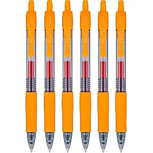 PILOT G2 Premium Refillable & Retractable Rolling Ball Gel Pens, 0.7mm Fine Point, Orange, 6-Pack