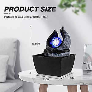 WICHEMI Indoor Fountain Tabletop Fountain Mini Waterfall Fountains Relaxation Water Feature Feng Shui Zen Meditation Desktop Fountain with Rolling Ball for Home Office Indoor Spaces Decor (Style 1)