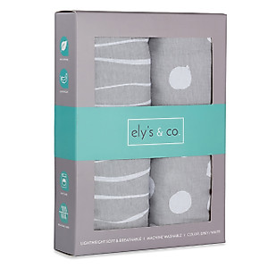 Pack n Play Sheet | Mini Crib Sheet Set 2 Pack Grey and White Abstract Stripes and Dots by Ely's & Co