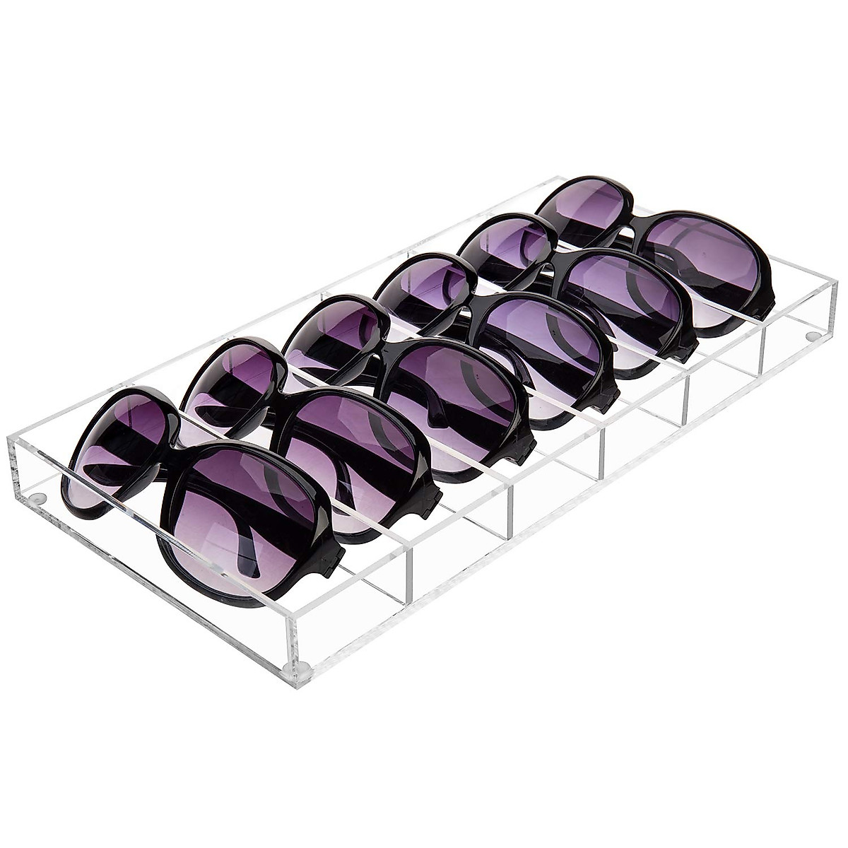 MyGift Premium Clear Acrylic Sunglass Holder Display Tray with 6 Compartments, Drawer Organizer Storage Case for Sunglasses, Reading Glasses, Eyewear, Jewelry, Makeup and Perfume Vanity Tray
