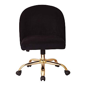 OSP Home Furnishings Layton Mid-Back Adjustable Office Chair with 5-Star Base, Gold Finish and Black Velvet