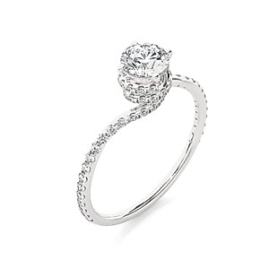 FACETS JEWELS 2.30 TCW Moissanite Engagement And Wedding Ring For Women, Solitaire With Assents Propose Ring In - 10K Solid White Gold Size 3