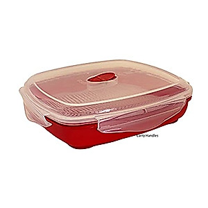 Vented Microwave Steamer Cooks Vegetables Fish Meats Poultry Rice BPA Free