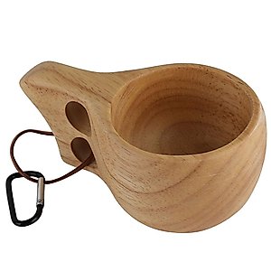 DEWIN Wooden Cup - Traditional Wooden Cup Wooden Tea Cup Rubber Wood Double Hole Cup KUKSA Coffee Cup Water Cup Custom Wooden Cup