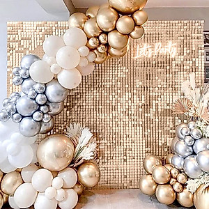 Champagne Shimmer Wall Backdrop Shimmer Panels Sequin Backdrop 36PCS Glitter Party Backdrop for Birthday Wedding Anniversary Engagement Baby Shower & Bachelorette Decorations Party