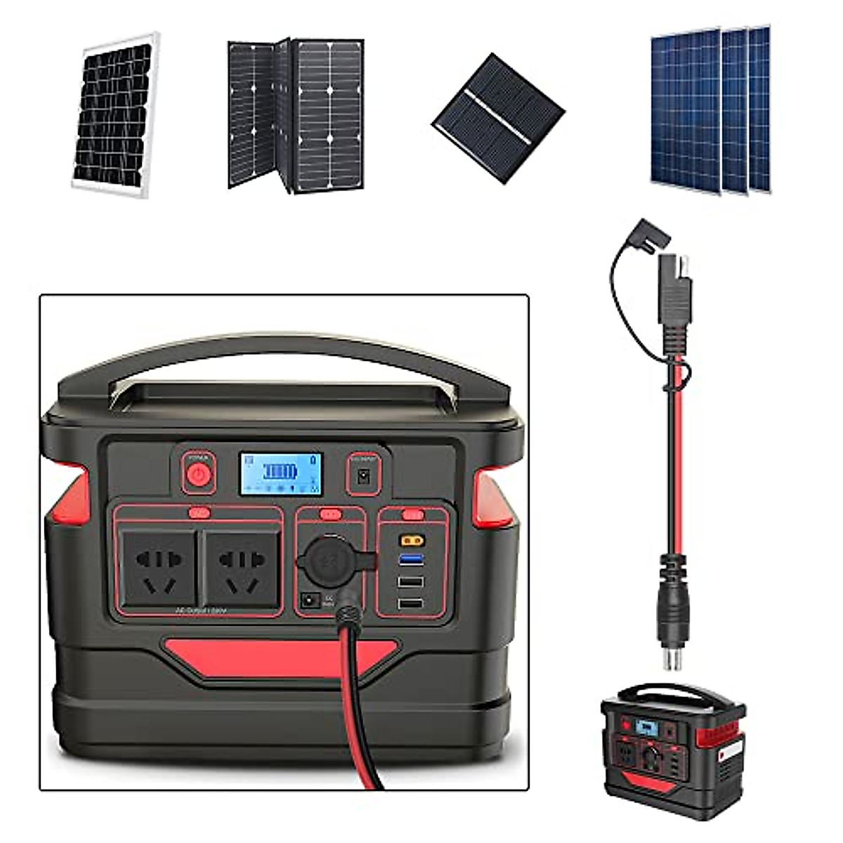 RIIEYOCA DC 8mm Male to SAE Connector Adapter 14AWG Cable,with SAE Polarity Reverse and DC 5.5mm x 2.5mm Adapter for RV & Solar Generator Portable Solar Panel,1.8M/6Ft