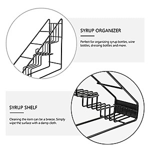 DOITOOL Syrup Bottle Rack Desktop Stainless Steel Wire Bottle Holder Rack Countertop Display Stand Wine Rack Holder for Home kitchen Coffee Shop Cafe Black Coffee Syrup Organizer