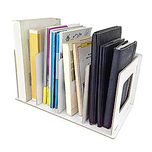 Fdit Wooden Desktop Bookshelf Rack Storage Shelf Bookcase for Home School Office Organizer(Warm White)