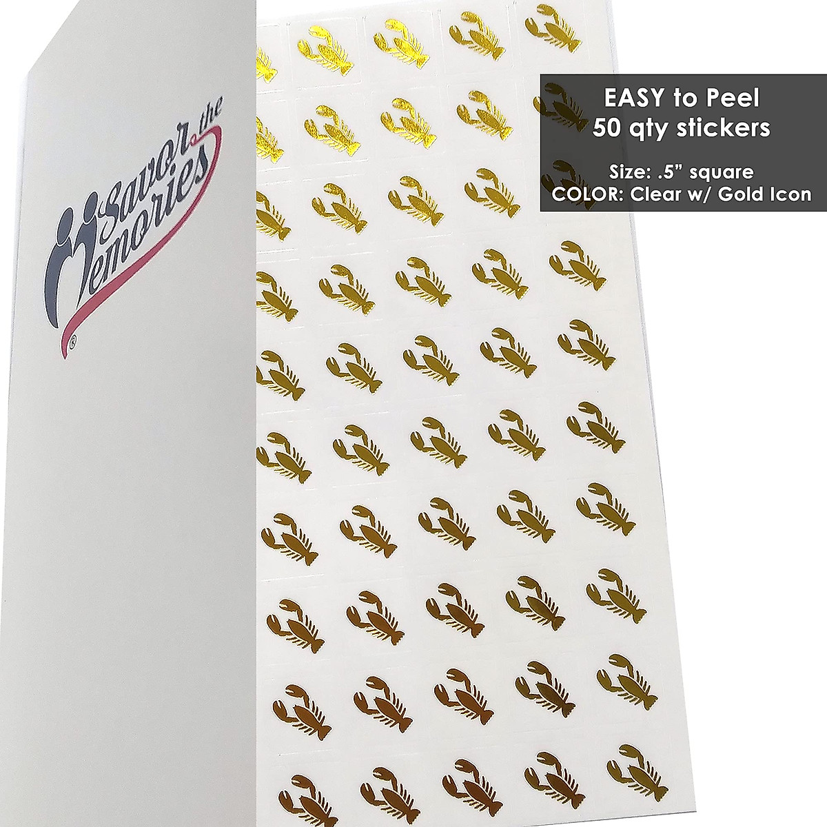 Lobster Food Choice Stickers for Place Cards- Meal Stickers (Clear with Gold Icon) by Savor The Memories