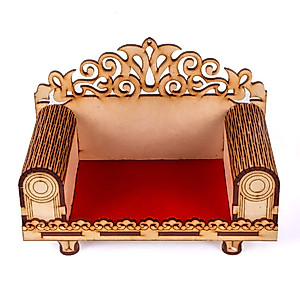 Shreejicreation Art Wooden White Color Hindola | jhula | Swing | Home Mandap Stand | Home Temple Designer Wood for God | Temple | Mandir | Sinhasan for Pooja Mandir