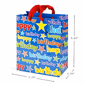 Hallmark 9" Medium Birthday Gift Bag with Tissue Paper (Blue Happy Birthday)