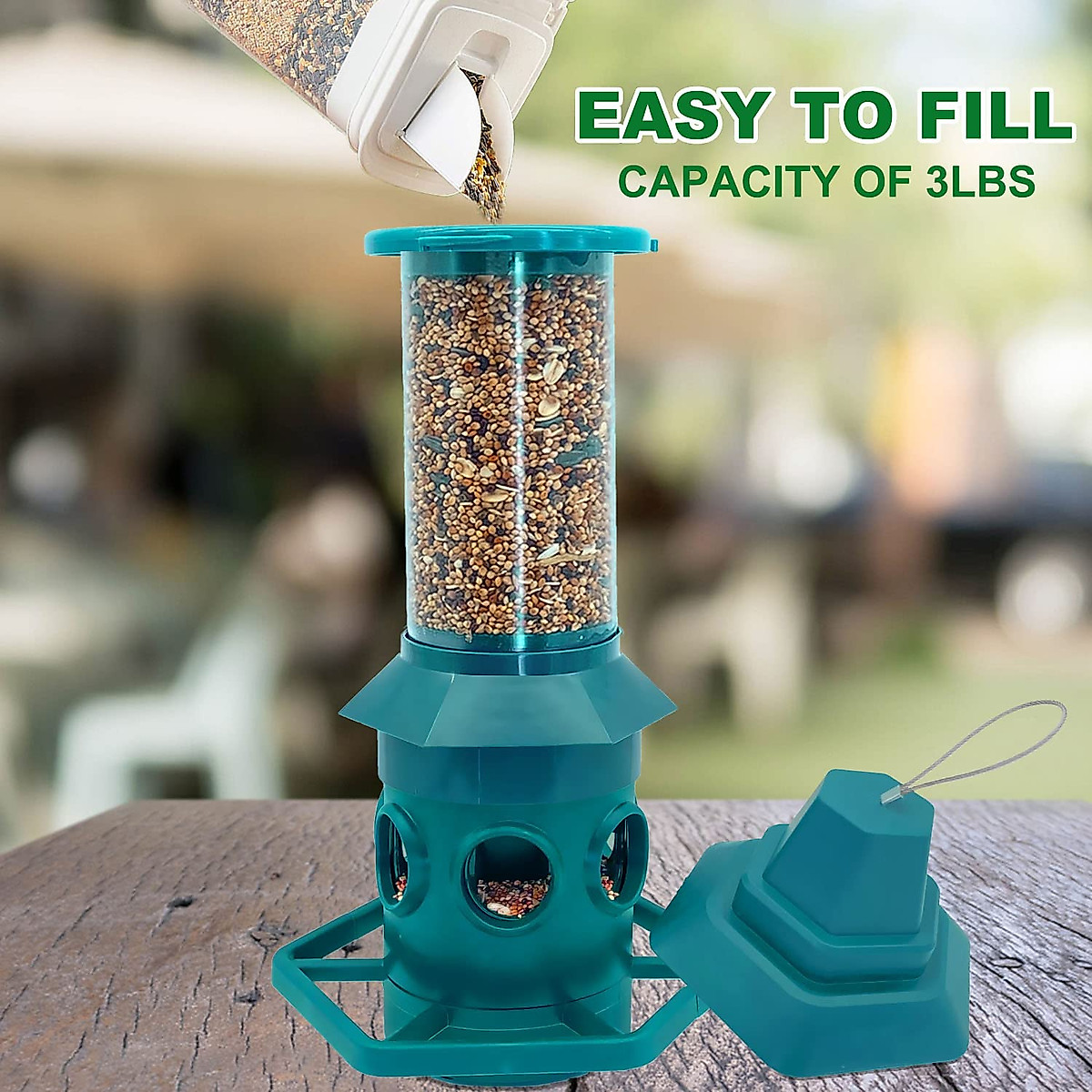 Leak Proof Hummingbird Feeder,2 Pack Hummingbird Feeders for Outdoors Hanging with 20 Feeding Ports,Easy to Install,Clean and Fill,Built-in Moat,12 oz