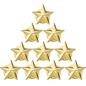 10 Pieces Star Badge Lapel Pin for 4th of July Memorial Day Veterans Day Party Independence Day Celebration Labor Day Theme Party Costume Decorations (Gold)