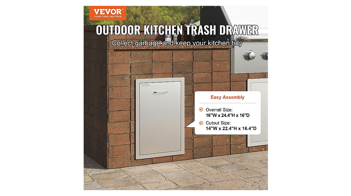 VEVOR Outdoor Kitchen Trash Drawer - Stainless Steel Design