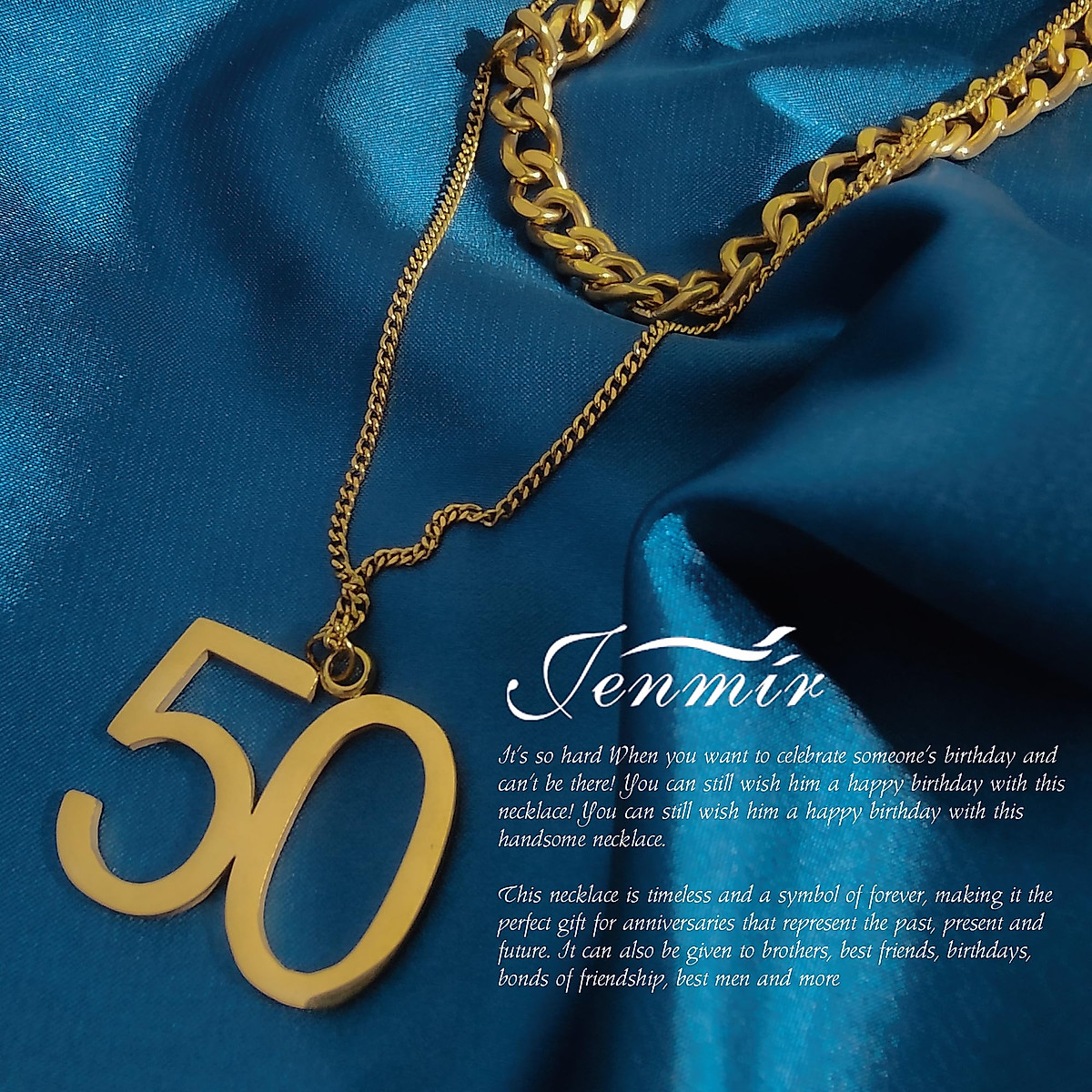 50th birthday gifts for men - with pendant necklace - 50th birthday decorations for men, 50th anniversary, birthday gift ideas for dad, son, husband, friend. The number 50 fashion jewelry