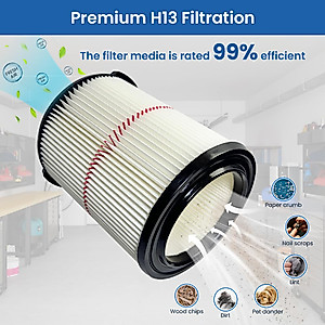 2 Pack CMXZVBE38754 Filter for Craftsman Shop Vac Wet Dry 5 to 20 Gallon, 9-38754 Red Stripe General Purpose for Craftsman 5 6 8 9 12 16 32 Gallon Shop Vacuum Replacement Filters