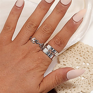 Flame Rings Geometric Hollow Flame Open Ring Matching Flame 2YK Hip Hop Rings for Women Men Couple Rings Friendship Jewelry