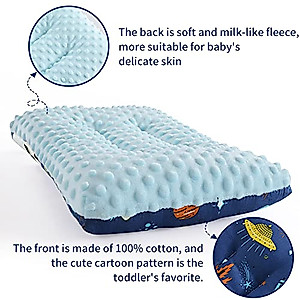 HOMBYS Toddler Pillow for Sleeping, 100% Cotton 20''X12'' Kids Pillow for Toddler Bed Daycare and Travel, Soft Pillow for Age 2~5 Boys Girls (Machine Washable, 1 Pack)