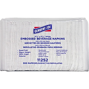 Genuine Joe Quad-fold Square Beverage Napkins , pack of 8 (4000ct)