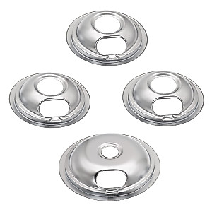 Siwdoy W10196405 W10196406 Chrome Drip Pan Set and MP21YA MP15YA Burner Surface Elements, Compatible with Whirlpool Range Oven