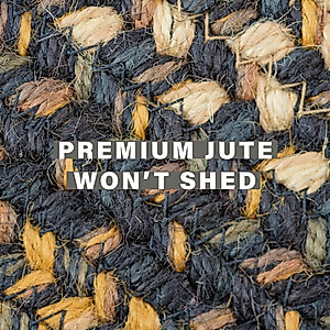 Homespice 20x30” Black Oval Braided Rug. Kilimanjaro Black Jute Oval Rug. Uses- Entryway Rugs, Kitchen Rugs, Bathroom Rugs. Reversible, Rustic, Country, Primitive, Farmhouse Decor Rug