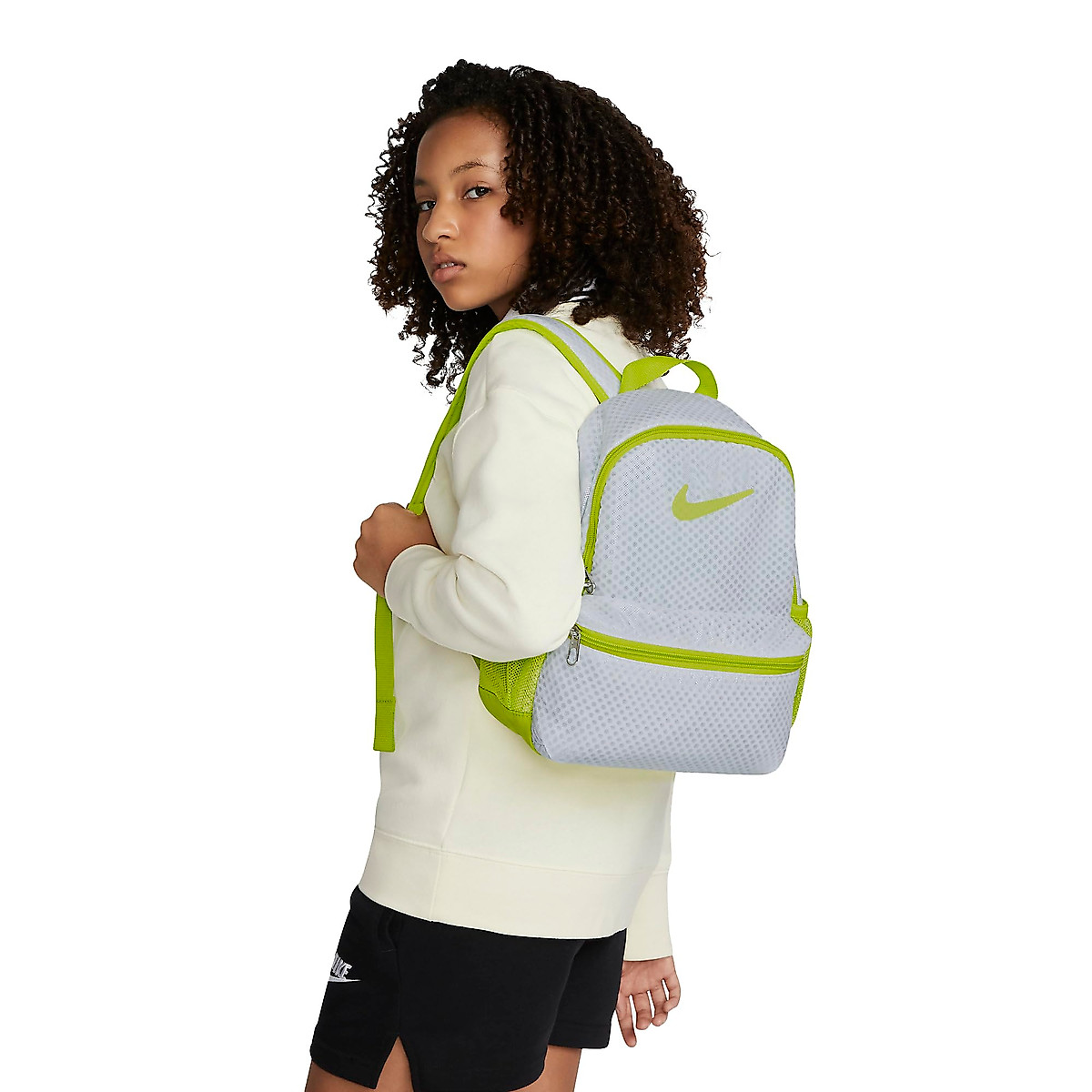 Nike JUST DO IT Mini Girls' Backpack (Atomic Grey/Atomic Green)