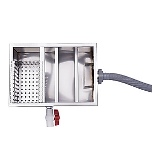 Leblett 20L Commercial Grease Trap,Stainless Steel Grease Interceptor with Automatic Shut-off Device,Under Sink Grease Trap Waste Water Oil-water Separator,for Restaurant Factory Home Kitchen