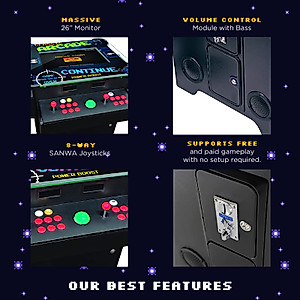 Creative Arcades Full Size Commercial Grade Cocktail Arcade Machine | 4 Player | 1162 Games | 26" LCD Screen | 3 Sided | Square Glass Top |4 Sanwa Joysticks | Trackball | 2 Stools | 3 Year Warranty