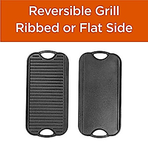 Commercial CHEF Cast Iron Griddle, Reversible Grill Griddle with Dual Handles for Stove, Oven and Outdoors