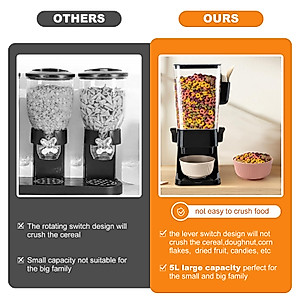 Osacoe Cereal Dispenser Countertop Black 2 Pack with Bowls Spoons Cutlery Box,5.5 QT Dry Food Dispenser Snack Organizer Containers Storage for Pantry Kitchen Organization Oatmeal Nut Granola Candy