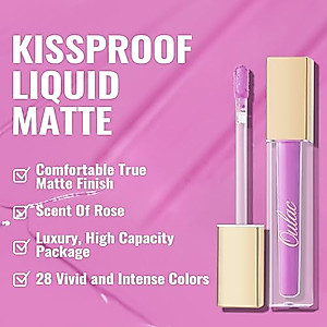 Oulac Matte Liquid Pinky Purple Lipstick for Women, Long Lasting Lipstick Waterproof Lip Stain, No Transfer, Creamy High Pigmented Formula with Rose Oil, Vegan & Cruelty-Free, Light Purple M14