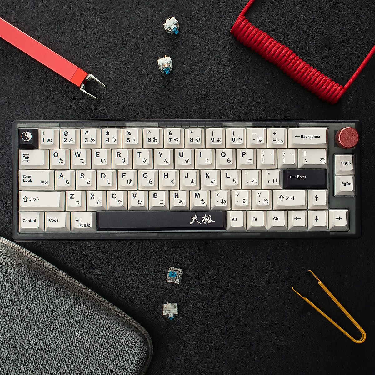 VN66 RGB Mechanical Keyboard 66keys Programmable Hot-Swappable Gaming Keyboard with Yellow Switch Support Bluetooth/Wired/2.4Ghz Tri-Mode (Yellow Switch, Black)