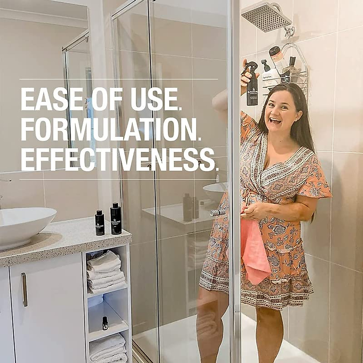 GlassGuard Glass Restoration Stain Remover to Clean Shower Doors | Glass Cleaner for Hard Water Stains, Water Spot, Soap Scum & Limescale | Tile & Bathtub Spot Cleaner with A Scouring Pad | 250ML