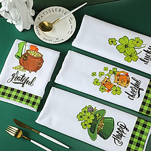 Tatuo 4 Pcs St. Patrick's Day Kitchen Towel Irish Shamrock Dish Towels Bath Towels 18 x 28 Inch Happy St. Patrick's Day Bathroom Towels Hand Towels Absorbent Drying Cloth for Kitchen Bathroom