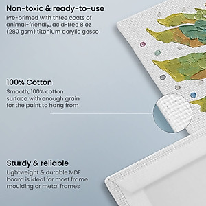 ARTEZA Canvas Boards for Painting, 9 x 12 Inches, Pack of 14, Blank White Canvas Panels for Acrylic, Oil and Gouache Painting