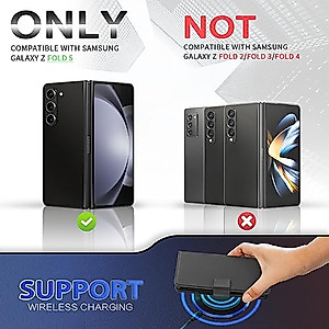 Mansoorr for Samsung Galaxy Z Fold 5 Wallet Case with S Pen Holder [Elastic Wrist Strap] [Carbon Fiber Texture Leather] Kickstand Card Holder Slots Protective Flip Folio Phone Cover 7.6" 2023 - Black