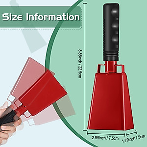 2 Pieces Steel Cowbell with Handle Cow Bell Cheering Bell Metal Noise Maker School Bells Loud Call Bells for Ball Games Football Hockey Sports Event Classroom Wedding Farm, Copper
