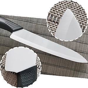 Rynal Ceramic Knife Chef Knife Meats Fruits Vegetables Knife - Sharp Ceramic Kitchen Knife with Sheath Cover - 8 Inch Black