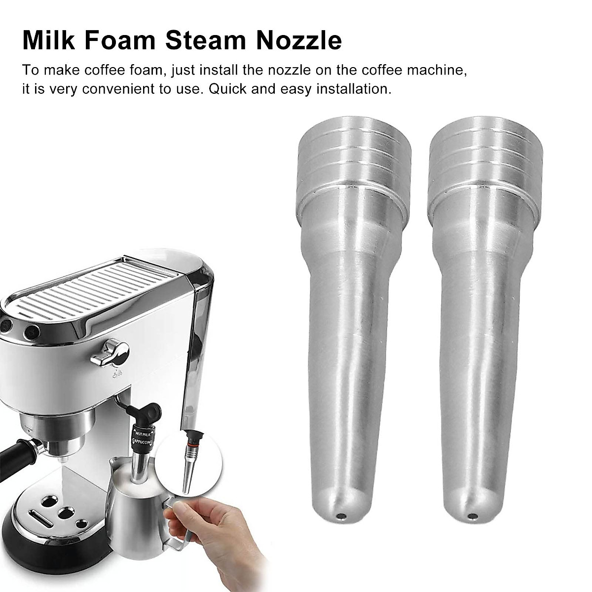 2Pcs Coffee Machine Steam Nozzle,Stainless Steel Coffee Machine Steam Nozzle Stainless Steel Milk Foam Steam Nozzle Suitable for Home Kitchen Cafe Milk Tea Shop
