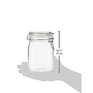 Bormioli Rocco Fido Storage Jar-Wire Bail-1 L-1 Pack, 1 liter, Clear