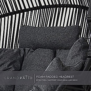 Grand patio Outdoor & Indoor Egg Chair, PE Rope Open Weave Stationary Conversation Chair Oversized Egg Basket Lounger Chair with Stand for Front Porch, Backyard, Living Room(Dark Grey, 1PC)