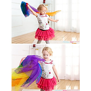 Lolakee Dance Scarves for Kids Play Gradient Color Juggling Scarves for Babies Toddlers Children Movement Square Silk Magic Tricks Scarves Music Dancing Scarf Rhythm Band Scarves (12 Pcs, 24" x 24")