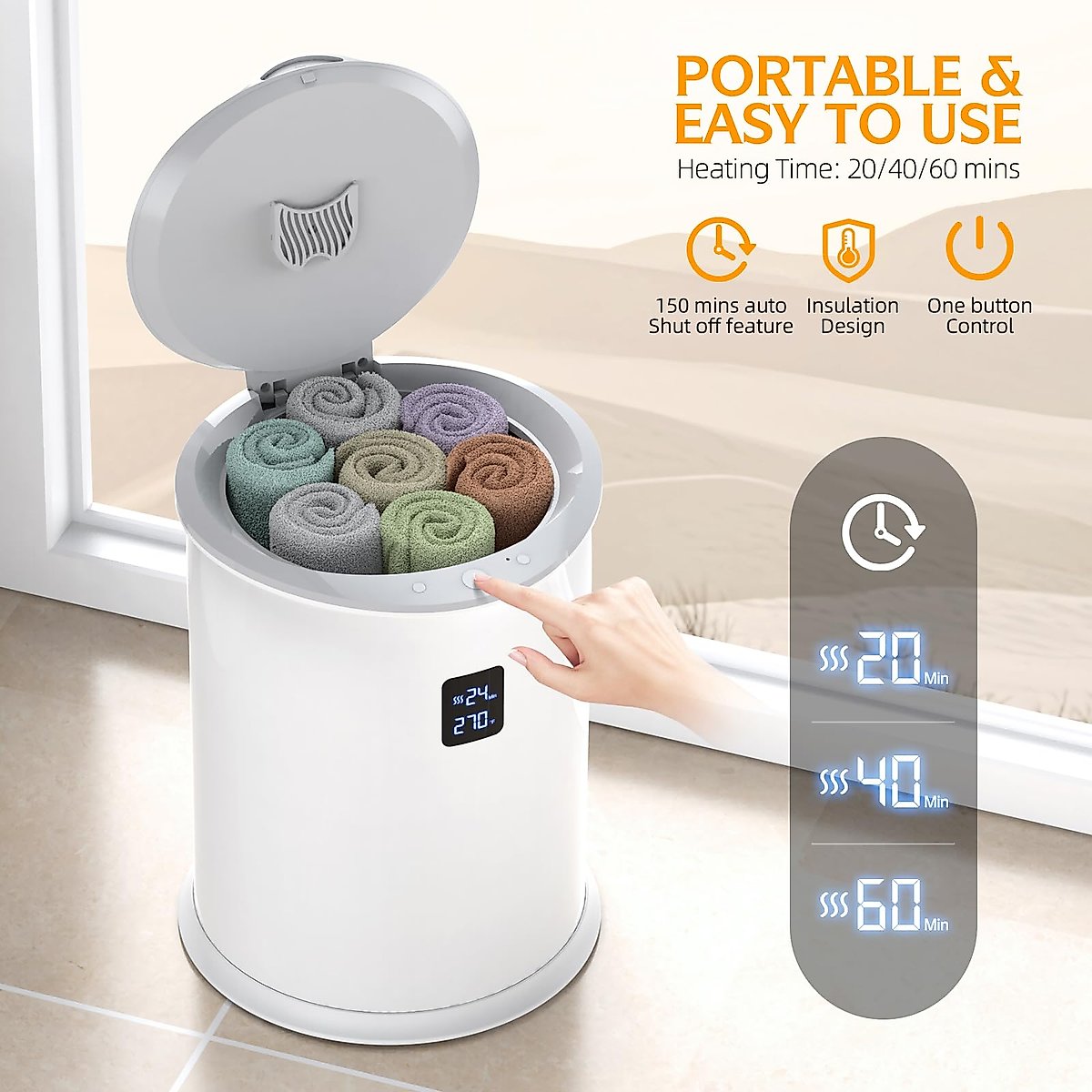 WXKNV Large Towel Warmer for Bathroom, Luxury Hot Towel Warmer with Timer, LED Display Time and Temperature, Insulation Effect Up to 150 Minutes, Delay Time Up to 24 Hours, Best Ideals