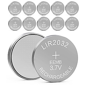 EEMB 10PCS LIR2032 Rechargeable Battery 3.7V Lithium-ion Coin Button Cell Batteries 45mAh 2032 Rechargeable Battery